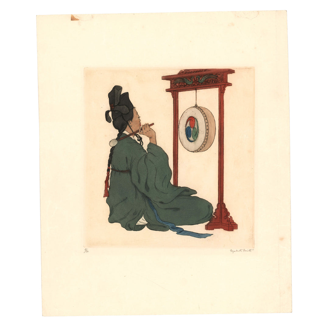 Elizabeth Keith, "Buk (Gong) Player, Korea" – Tokaido Arts